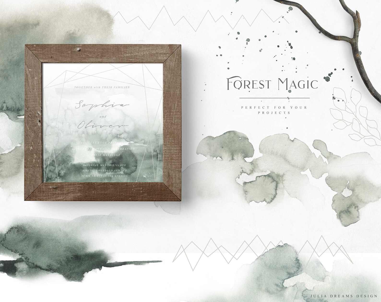 Forest Watercolor Shapes Clipart Splashes Watercolor | Etsy