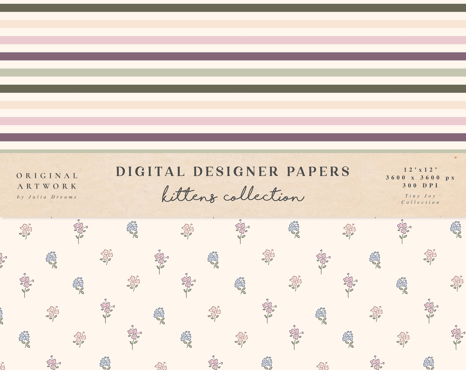 Cute Kittens Digital Papers - Commercial Use - Scrapbook Paper ...