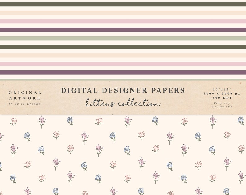 Cute Kittens Digital Papers - Commercial Use - Scrapbook Paper ...