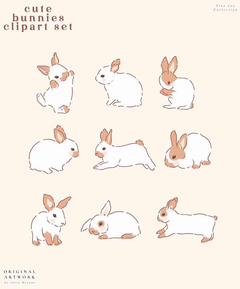 Cute Bunnies Clipart - Individual PNG Files - Logo Elements - Wedding ...