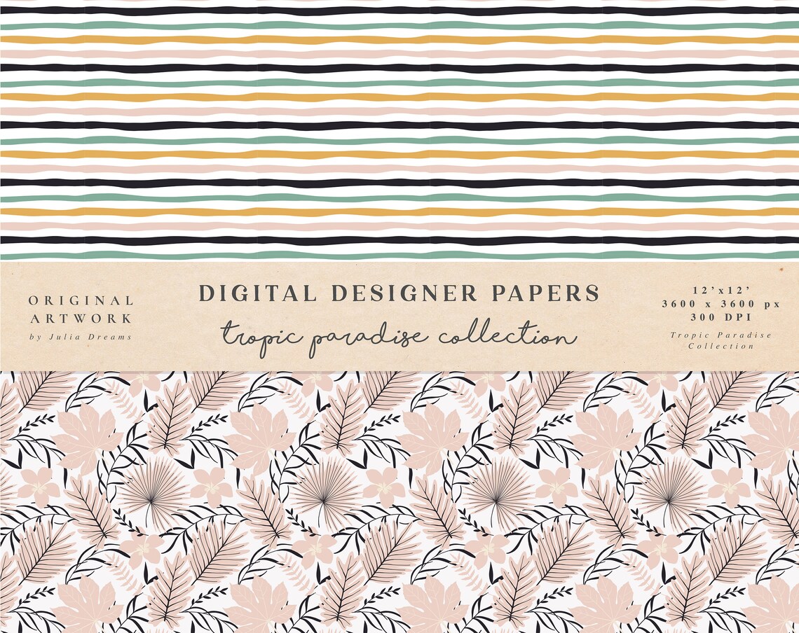 Tropic Paradise Digital Paper Scrapbook Paper Seamless - Etsy
