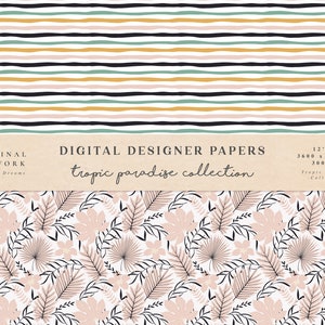 Tropic Paradise Digital Paper - Scrapbook Paper - Seamless Patterns ...