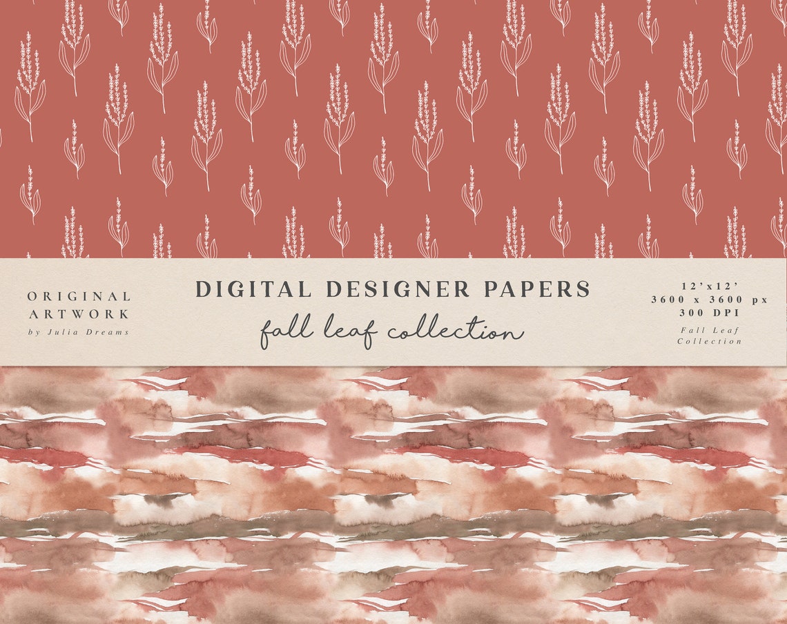 Fall Leaf Digital Paper Scrapbook Papers Seamless Patterns | Etsy