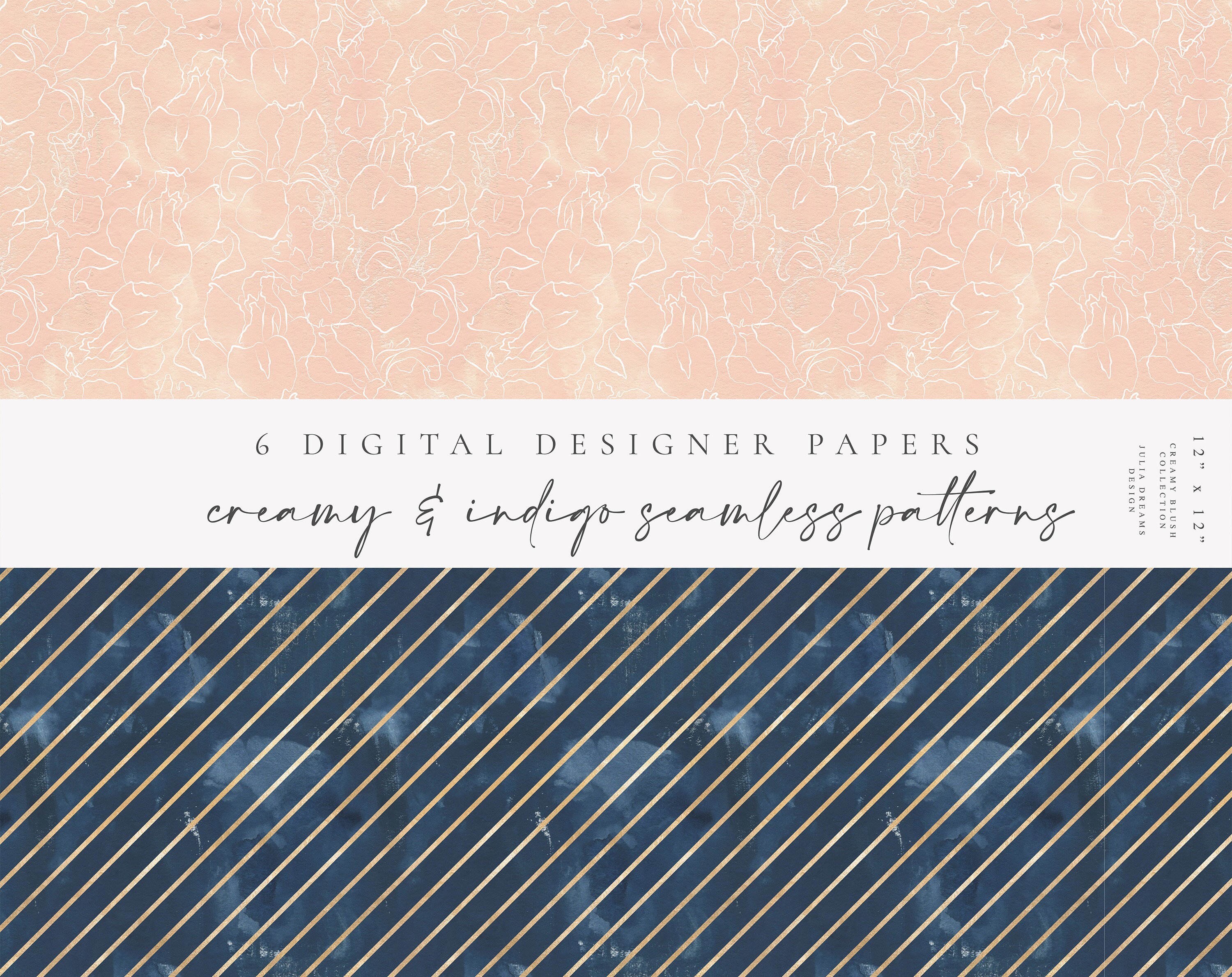 Creamy and Indigo Digital Paper Scrapbook Papers Seamless - Etsy