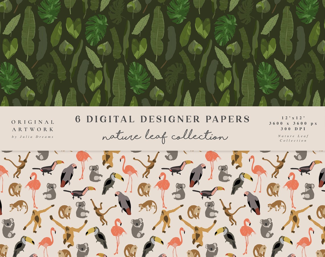 Nature Leaf Digital Paper Scrapbook Paper Seamless - Etsy