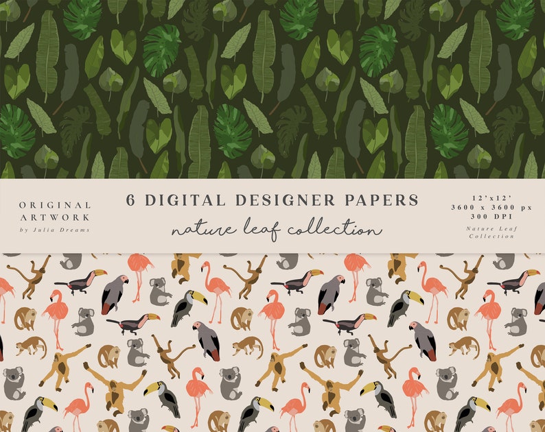 Nature Leaf Digital Paper Scrapbook Paper Seamless | Etsy