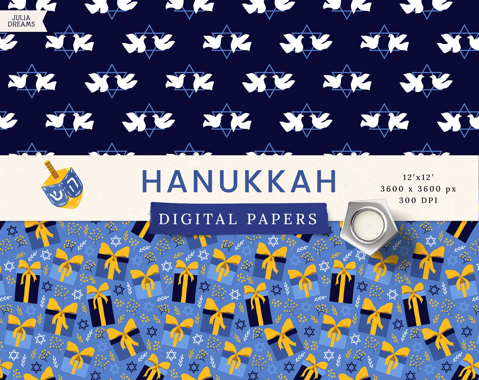 Hanukkah Digital Papers Commercial Use Scrapbook Paper - Etsy