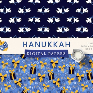 Hanukkah Digital Papers - Commercial Use - Scrapbook Paper - Seamless ...