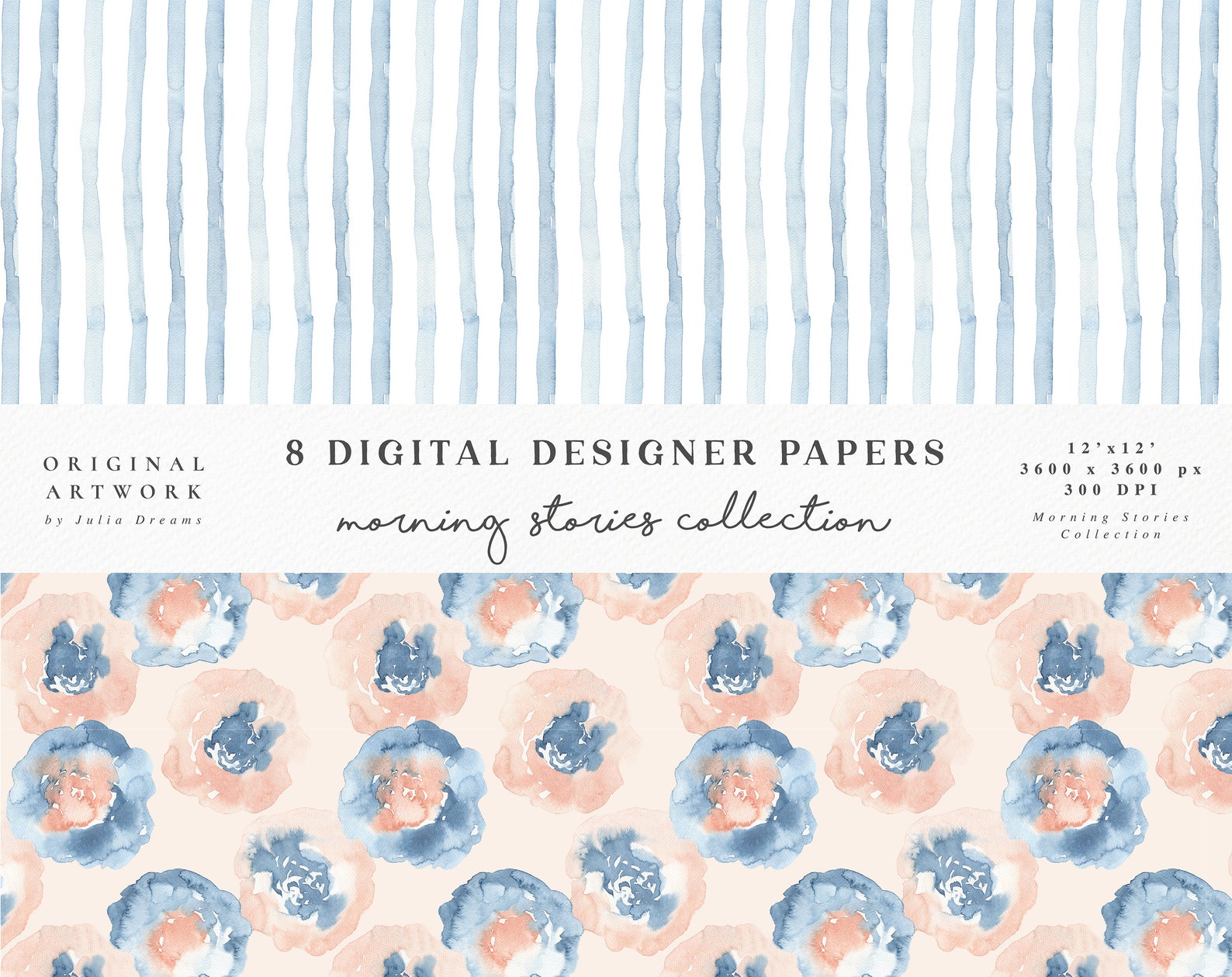 Morning Stories Digital Paper - Scrapbook Papers - Seamless Patterns ...