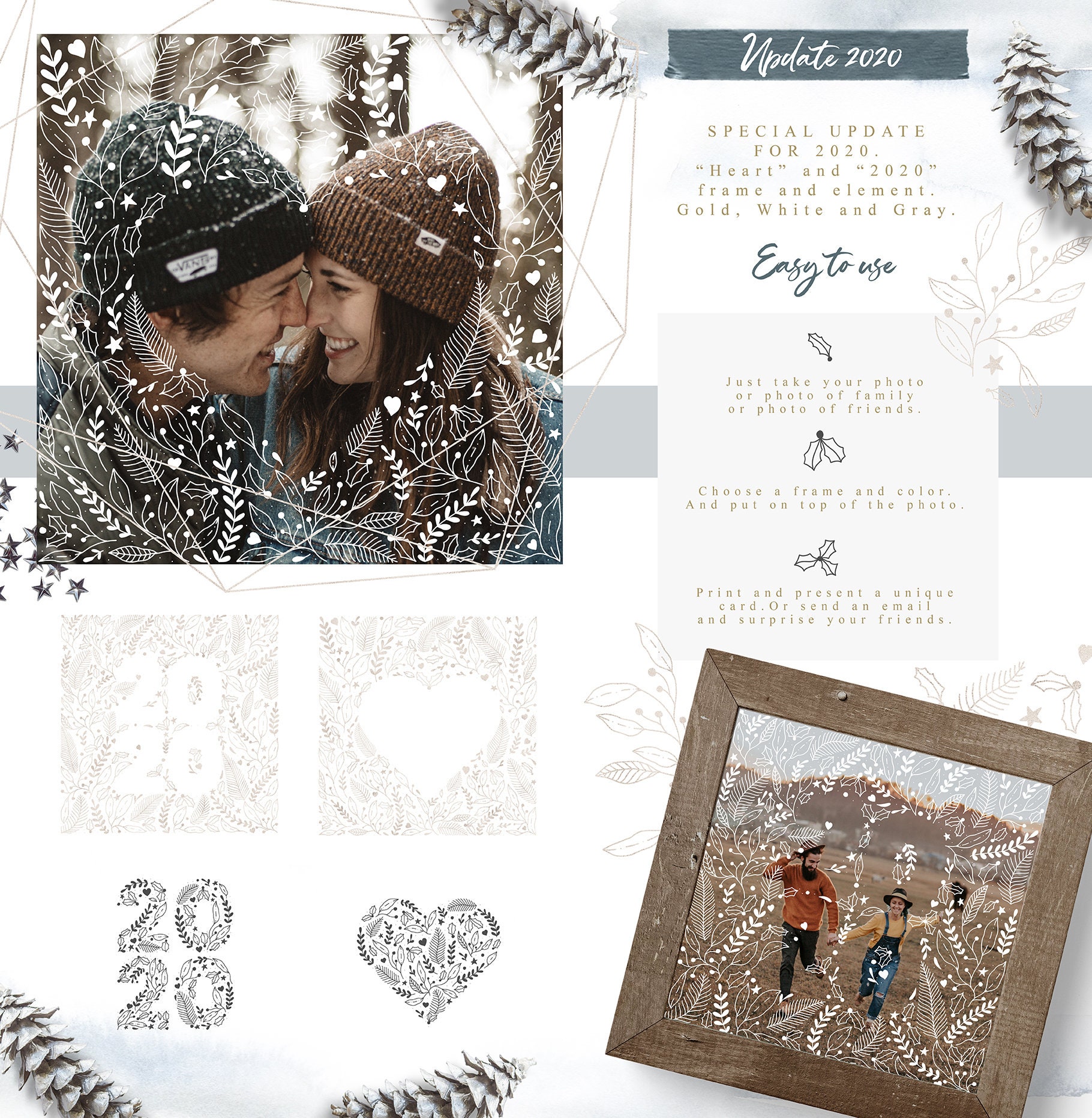 Modern Photo Frame - Line Art Frame Template - Holiday Season - Large ...