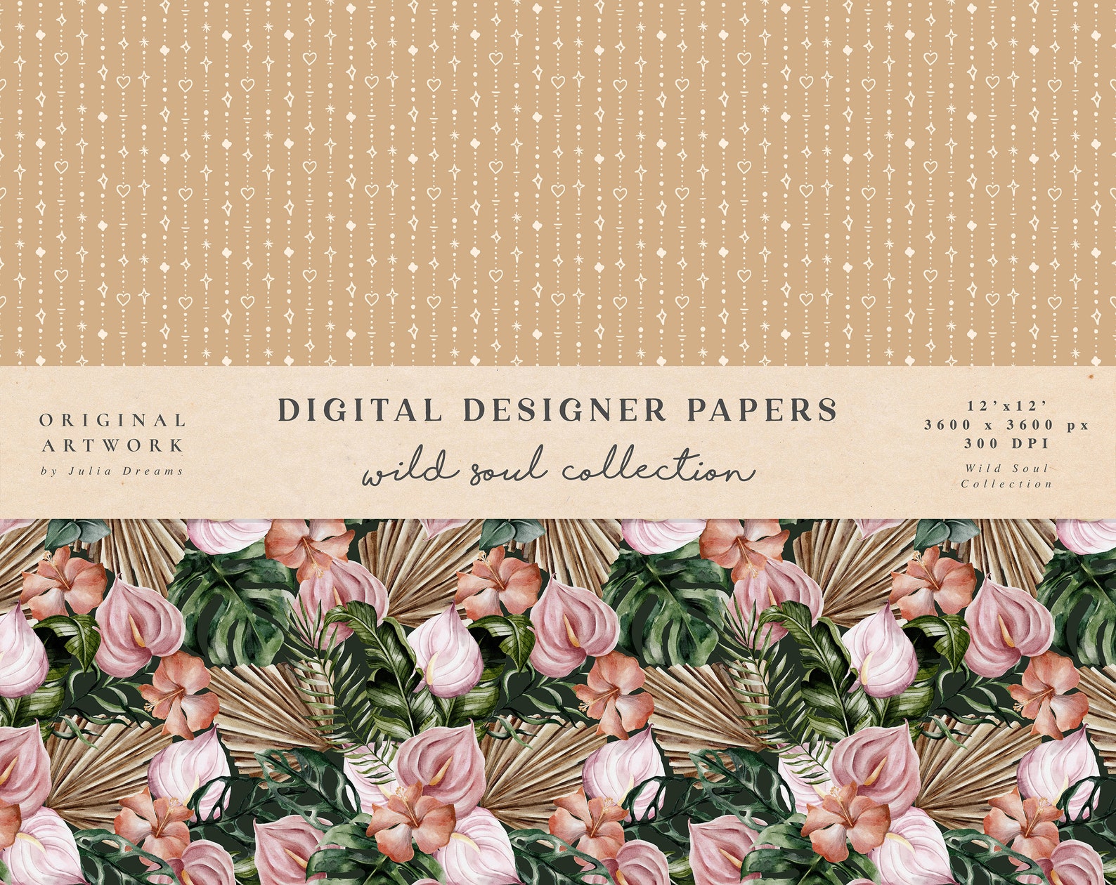 Wild Soul Digital Paper - Scrapbook Paper - Seamless Patterns - Digital ...