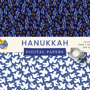 Hanukkah Digital Papers - Commercial Use - Scrapbook Paper - Seamless ...