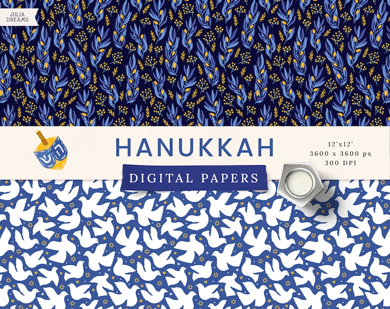 Hanukkah Digital Papers Commercial Use Scrapbook Paper - Etsy