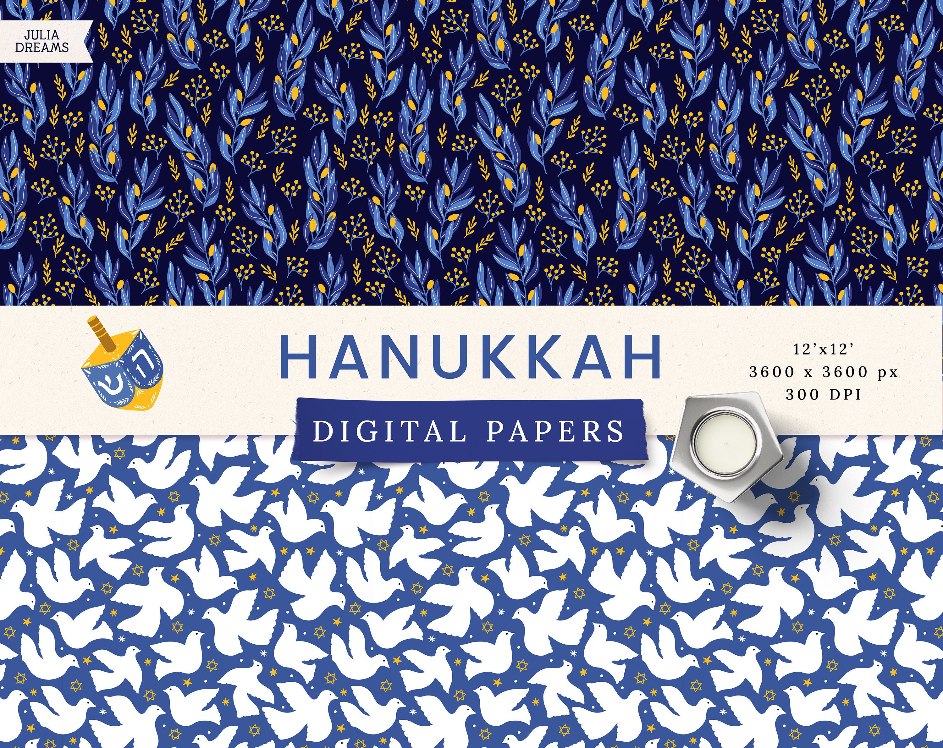 Hanukkah Digital Papers Commercial Use Scrapbook Paper - Etsy