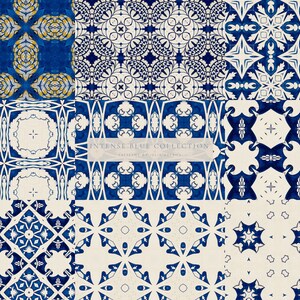 Intense Blue Digital Paper - Scrapbook Papers - Seamless Patterns ...