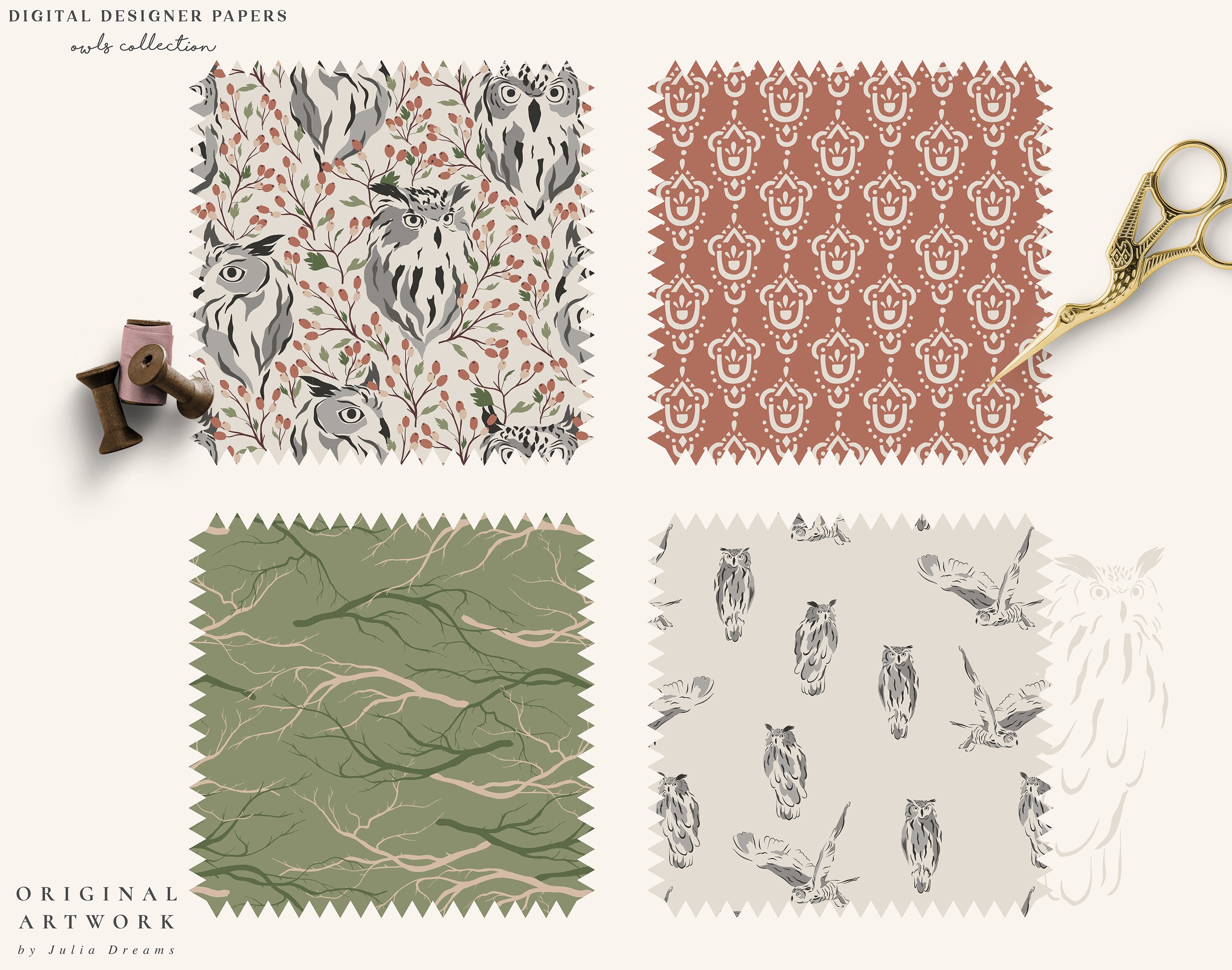 Owls Digital Papers Commercial Use Scrapbook Paper - Etsy