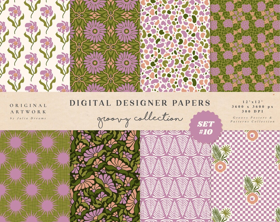 Happy Flowers Digital Papers - Commercial Use - Scrapbook Paper ...