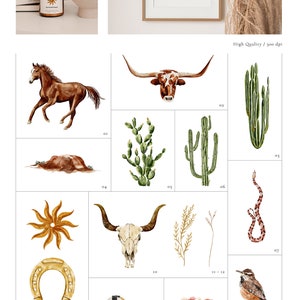 Wild West Watercolor Digital Clipart Set - Boho Wedding Invitation ...