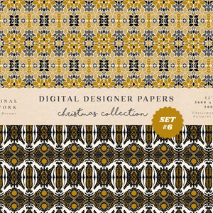 Gold New Year Digital Paper Set - Scrapbook Paper - Seamless Patterns ...