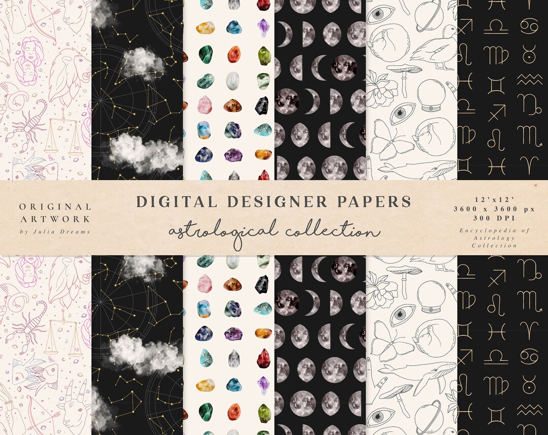 Astrological Digital Paper - Scrapbook Papers Seamless Patterns ...