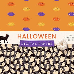 Halloween Digital Papers - Commercial Use - Scrapbook Paper - Seamless ...