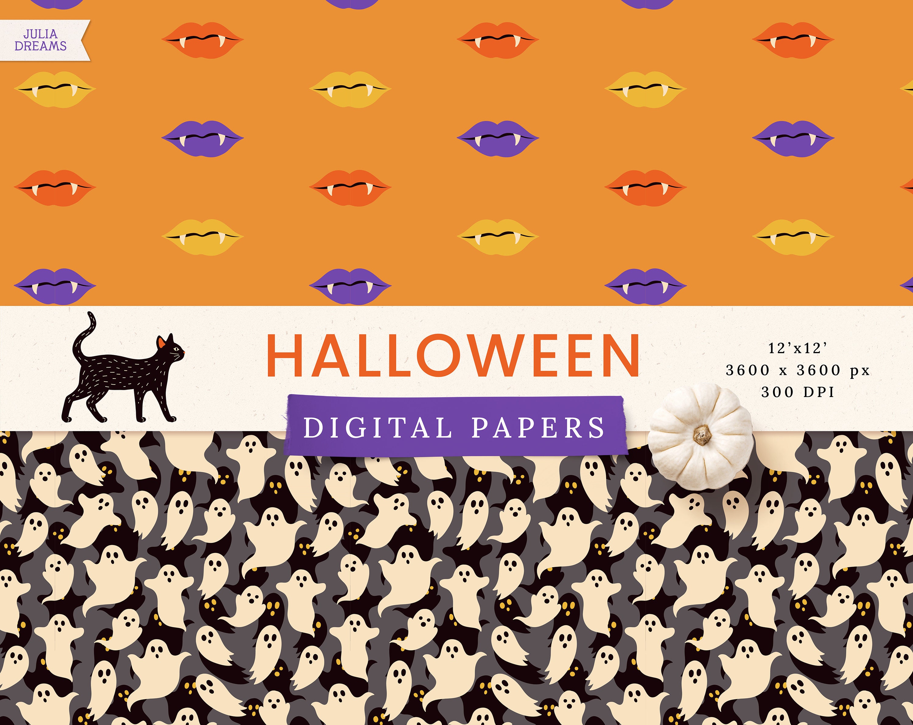 Halloween Digital Papers Commercial Use Scrapbook Paper - Etsy
