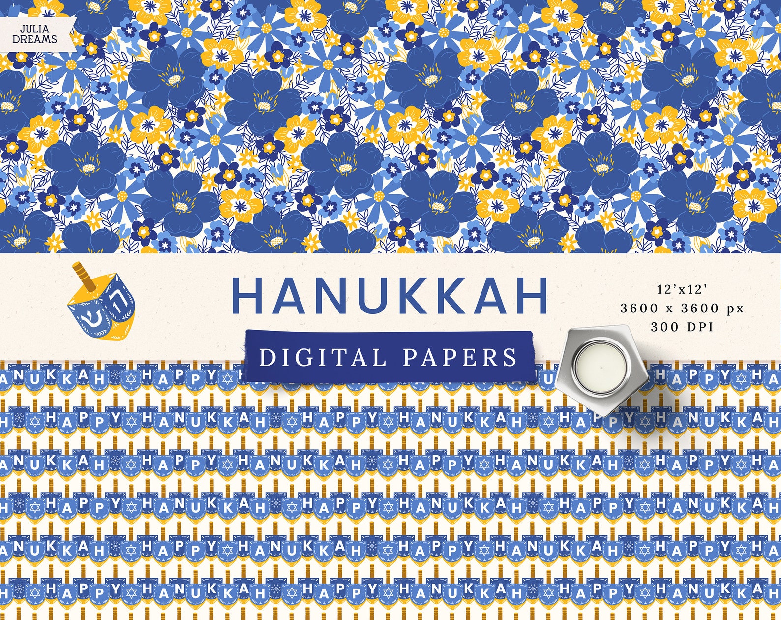 Hanukkah Digital Papers Commercial Use Scrapbook Paper - Etsy