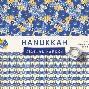 Hanukkah Digital Papers - Commercial Use - Scrapbook Paper - Seamless ...