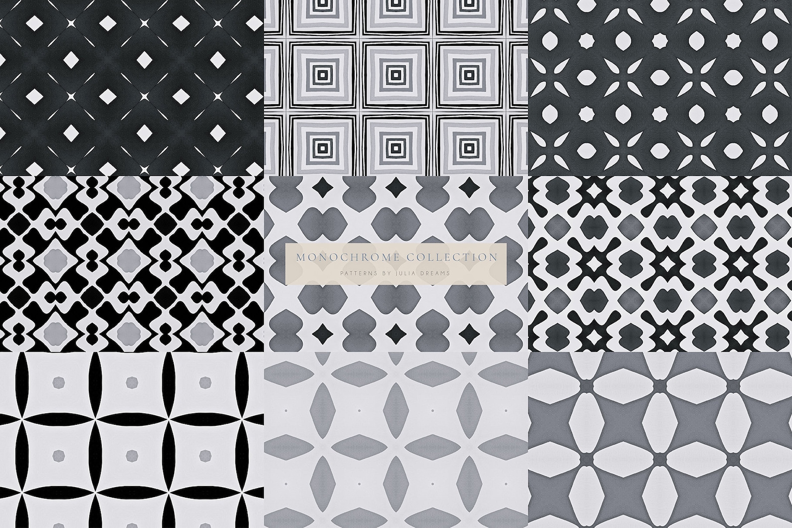 Monochrome Digital Paper - Scrapbook Papers - Seamless Patterns ...