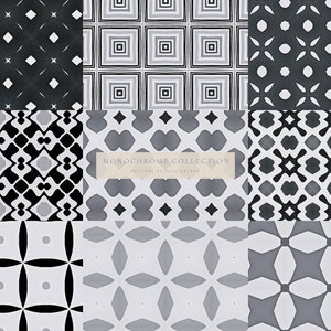 Monochrome Digital Paper - Scrapbook Papers - Seamless Patterns ...