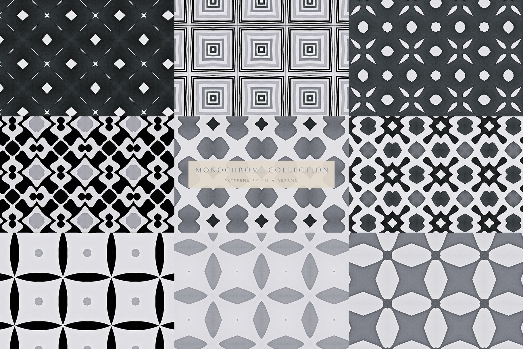 Monochrome Digital Paper - Scrapbook Papers - Seamless Patterns ...