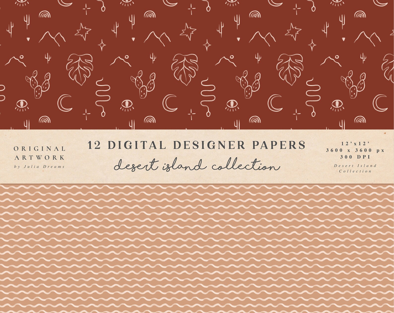 Desert Island Digital Paper Set - Scrapbook Paper - Seamless Patterns ...