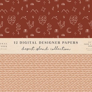 Desert Island Digital Paper Set - Scrapbook Paper - Seamless Patterns ...