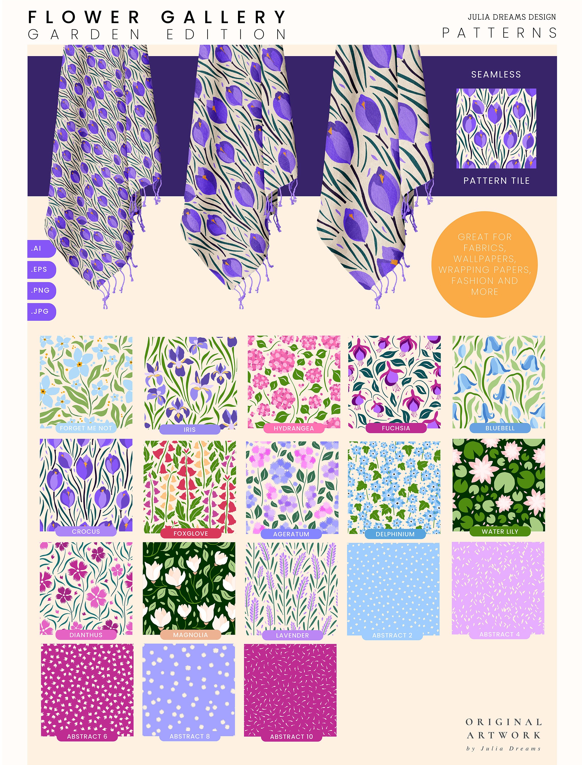 Flower Gallery Garden Digital Papers Part 1 Scrapbook | Etsy