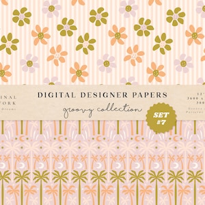 Retro Summer Digital Papers - Commercial Use - Scrapbook Paper ...