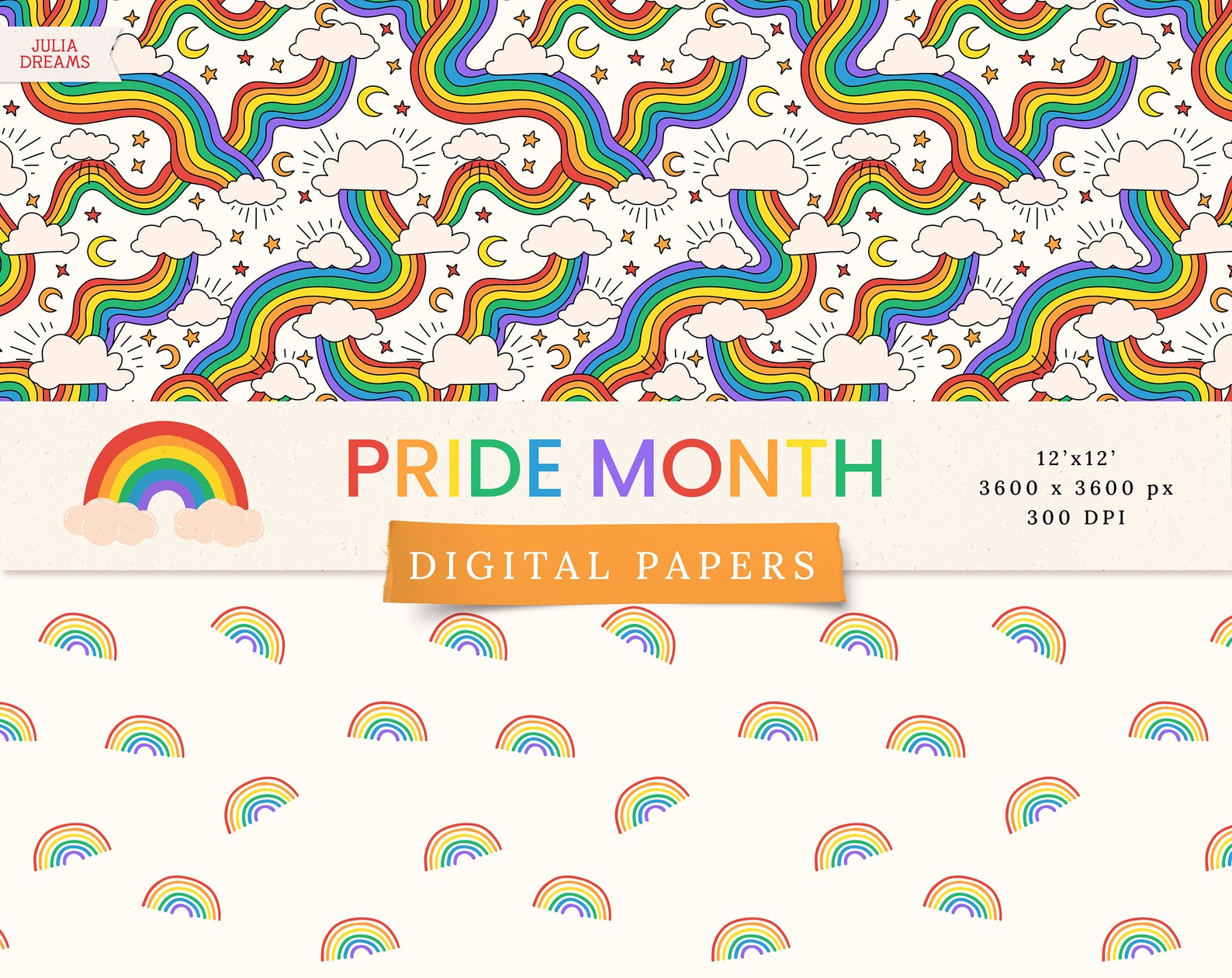 Pride Month Digital Papers - Commercial Use - Scrapbook Paper ...