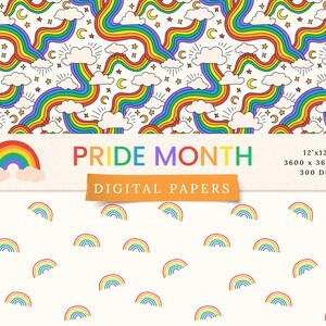 Pride Month Digital Papers - Commercial Use - Scrapbook Paper ...