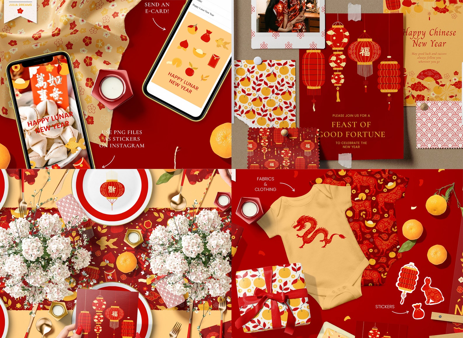 Lunar New Year Chinese Clipart Set - Svg Bundle Download - Instant ...