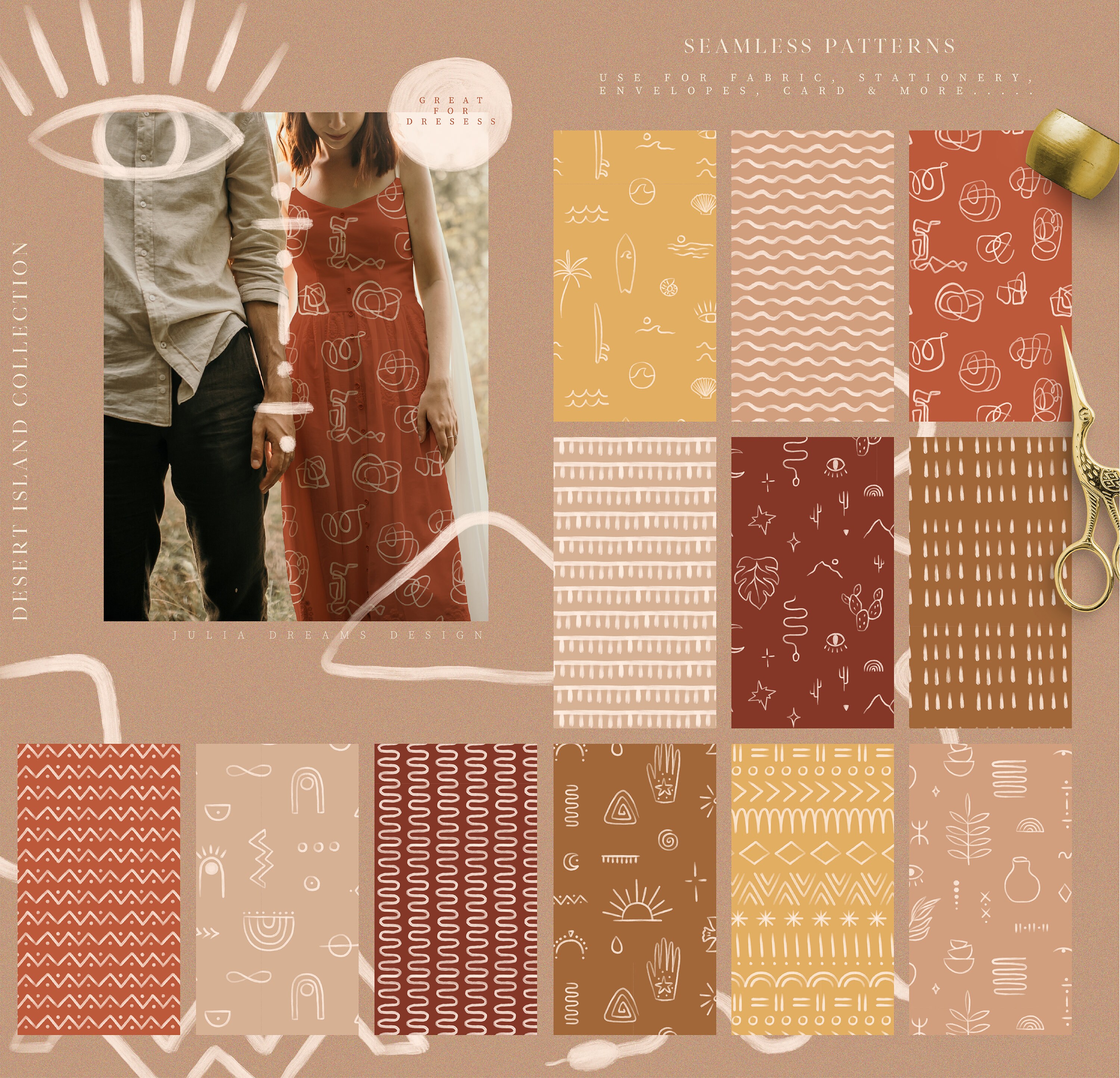 Desert Island Digital Paper Set Scrapbook Paper Seamless - Etsy