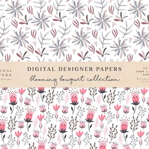 Blooming Bouquet Digital Paper Set - Scrapbook Paper - Seamless ...