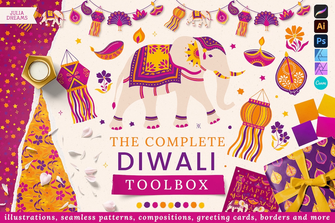 Diwali Clipart - Svg Bundle Download - Digital Papers - Instant ...