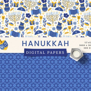 Hanukkah Digital Papers - Commercial Use - Scrapbook Paper - Seamless ...