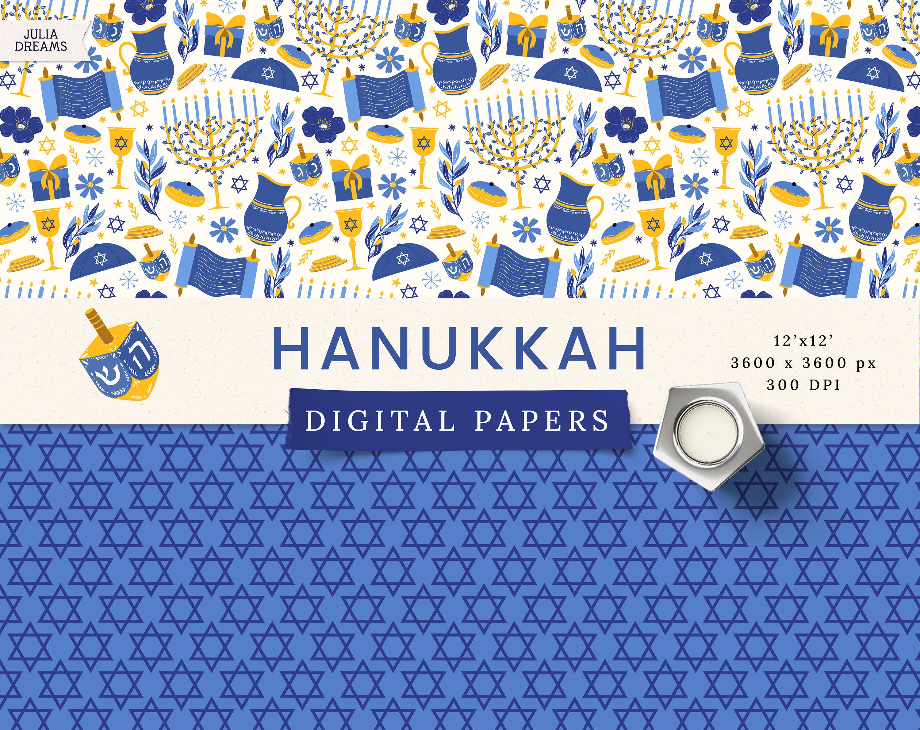 Hanukkah Digital Papers Commercial Use Scrapbook Paper - Etsy