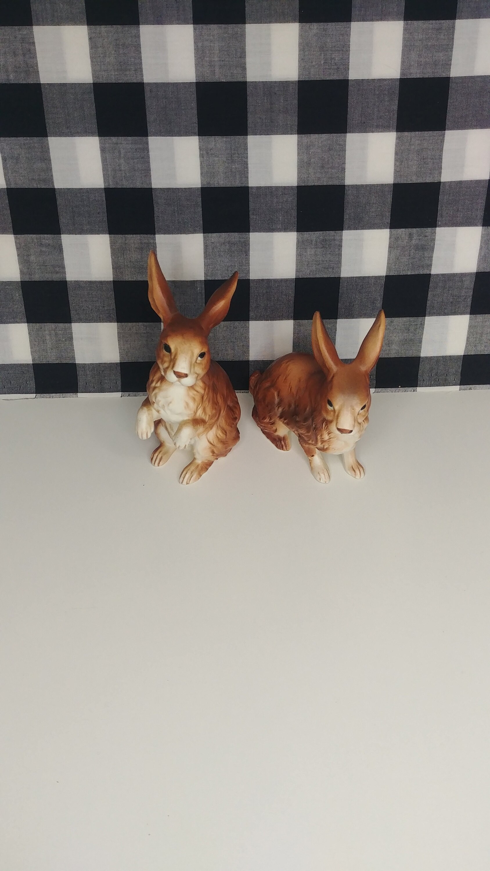 Vintage Lefton Bunnies, Pair of Brown Rabbits MCM Figurines Japan ...