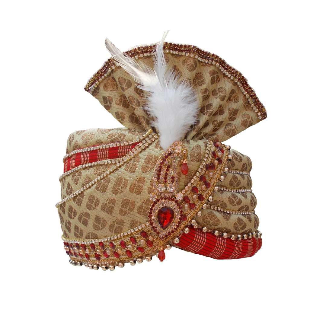 Men Hat Indian Pag Wedding Turban, Handmade Traditional Groom Pagri for ...