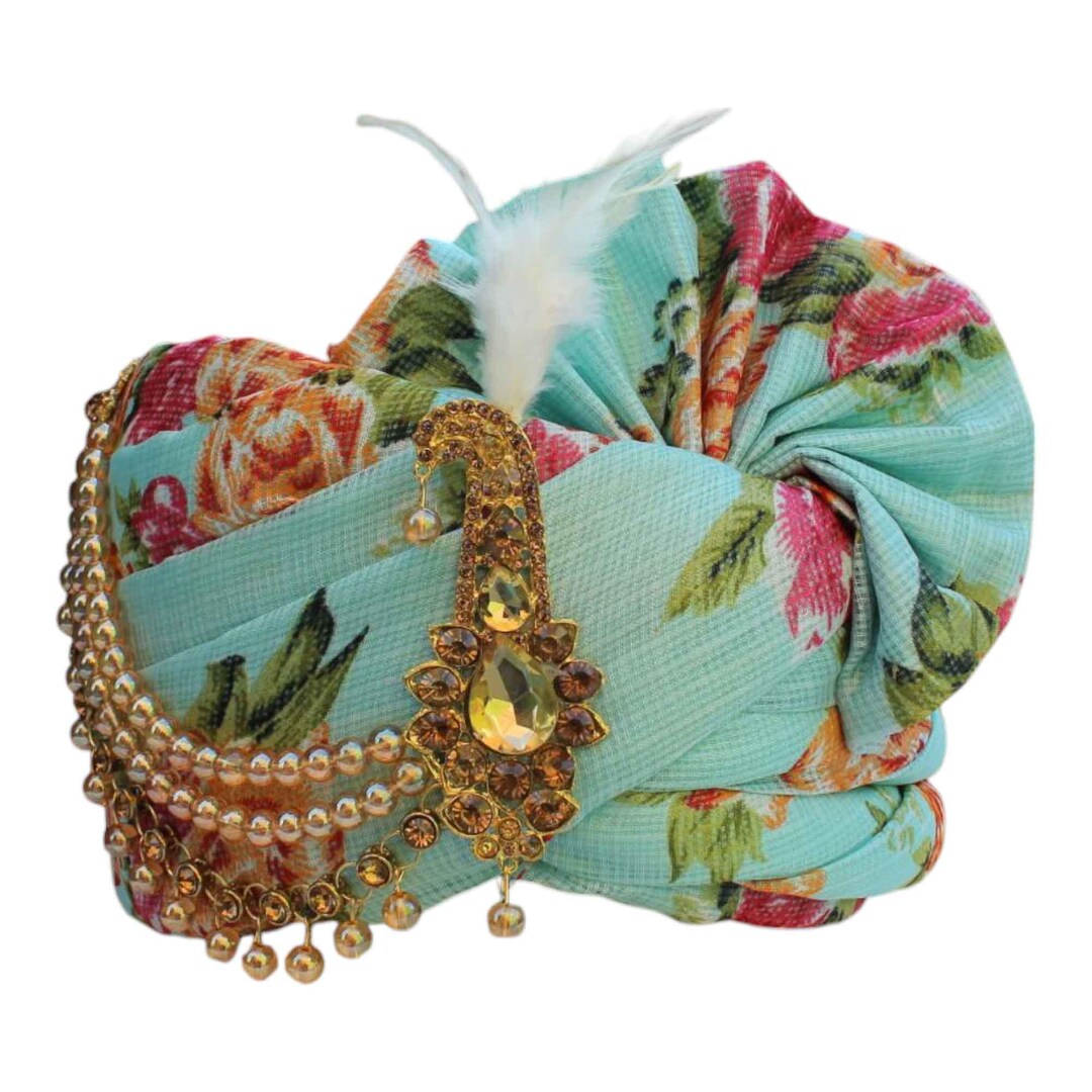 Rose Flower Print Wedding Bridegroom Turban Safa Pagdi for Men Dulha ...
