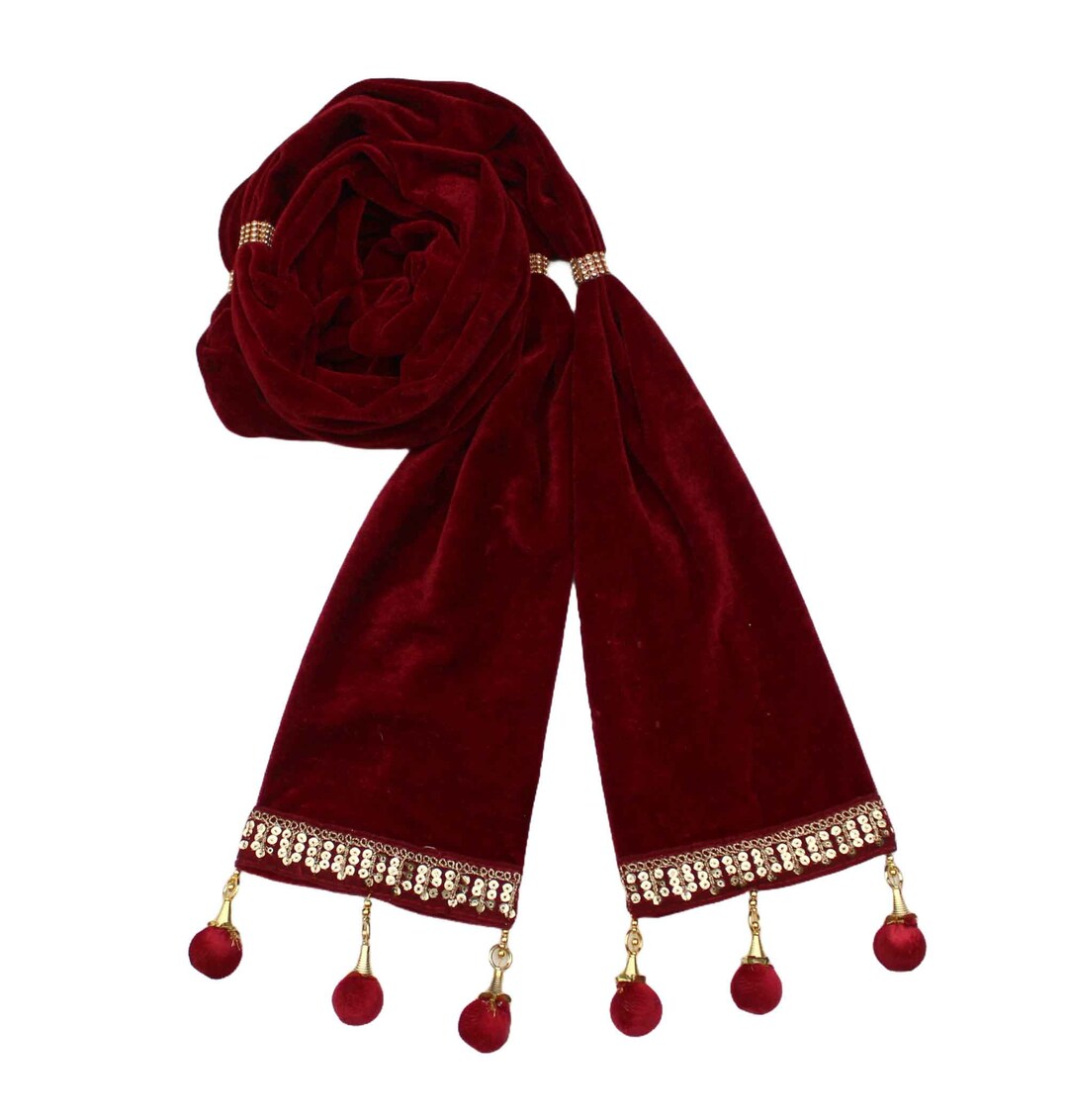 Red Golden Beige Men Stole Men's Sherwani Stole Velvet Handmade Dupatta ...