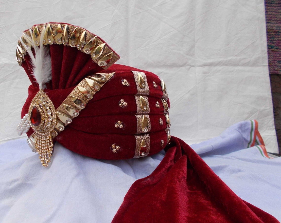 Indian Men Turban for Wedding Royal Indian Maharaja Maroon Red - Etsy