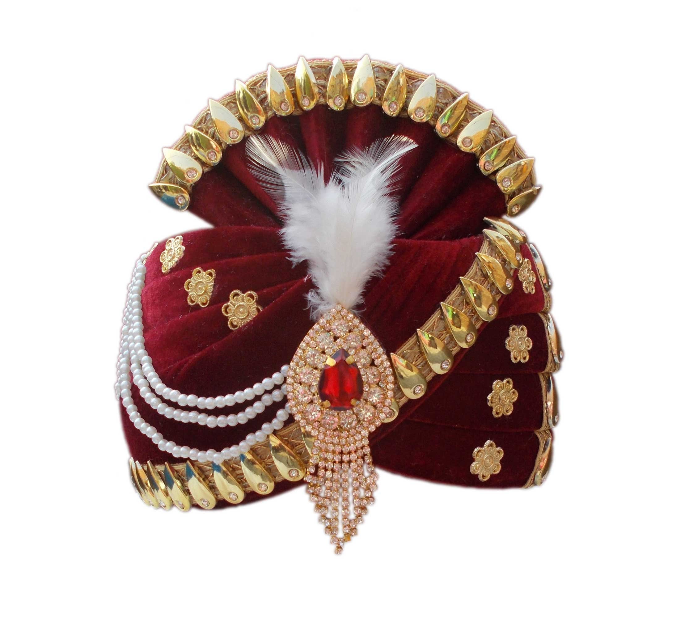 Indian Men Turban for Wedding Royal Indian Maharaja Maroon Red Velvet ...