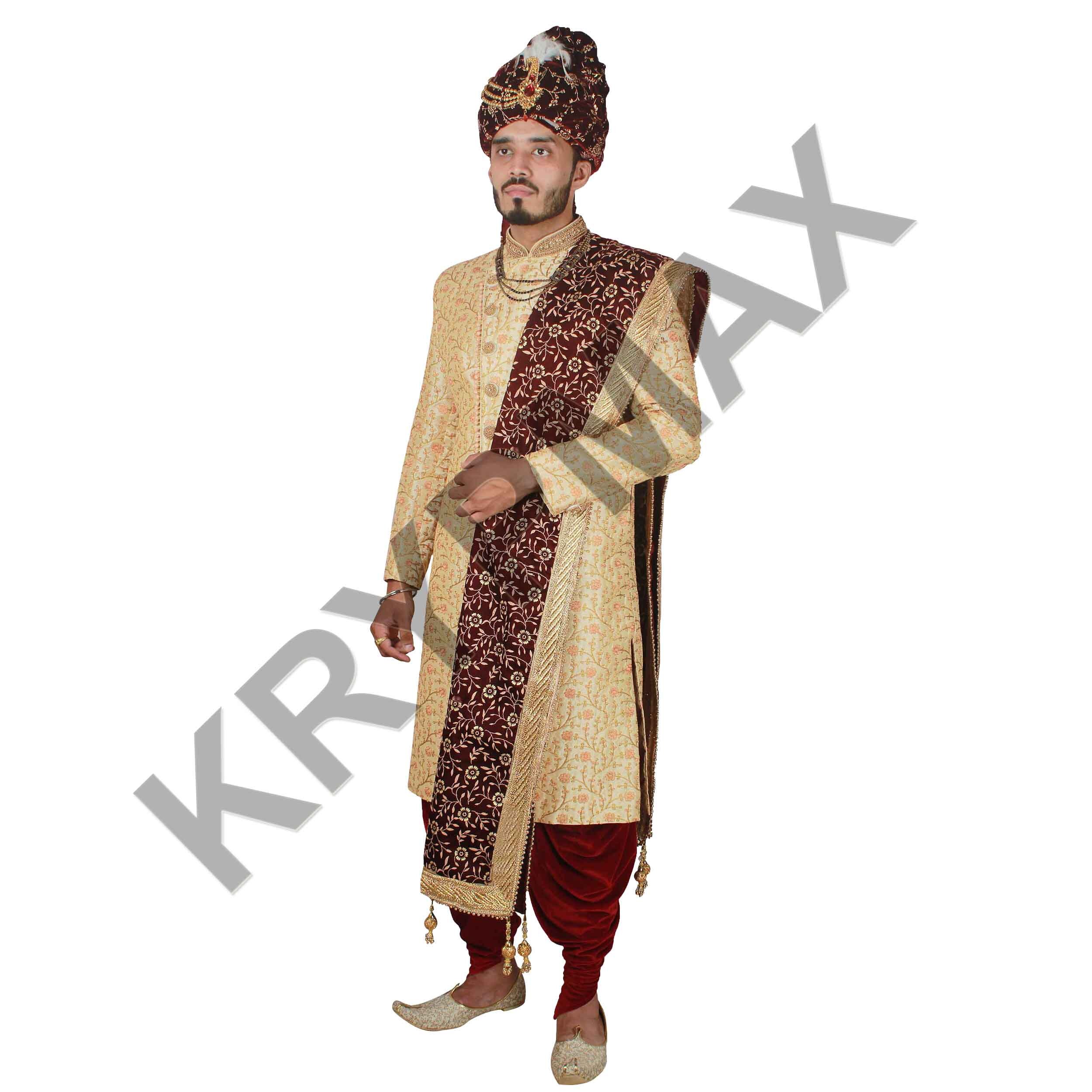 Royal Jodhpuri Style /men's Velvet Sherwani Maharaja Shawl Dupatta With ...